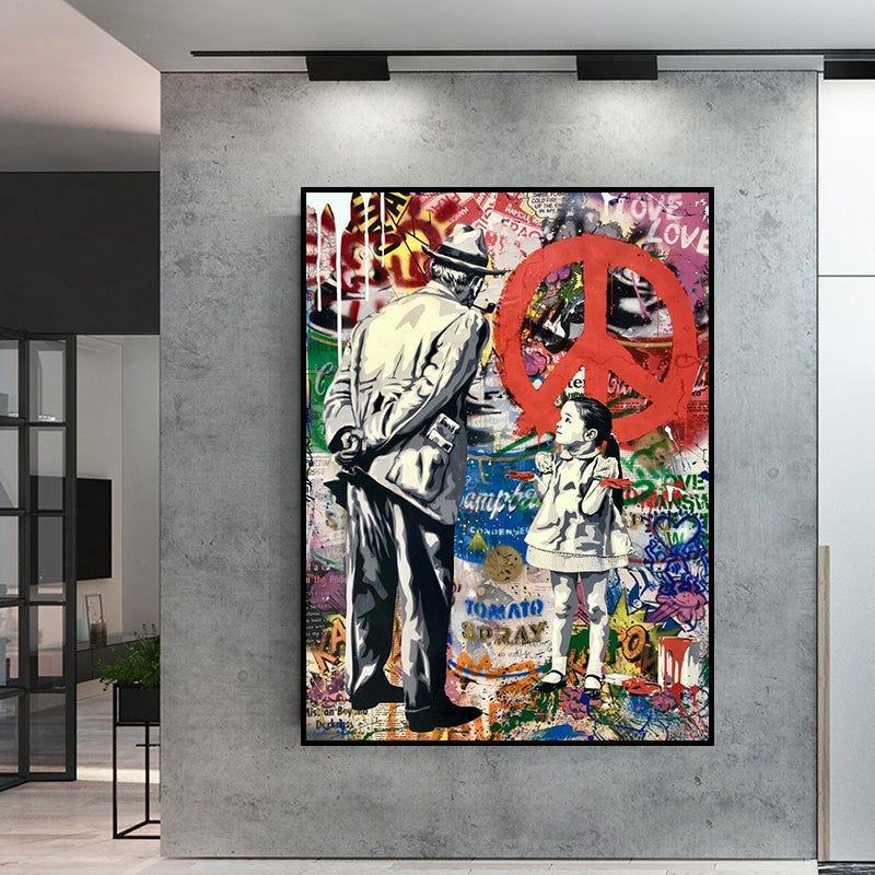 Peaceful Rebel: Banksy-Inspired Girl Street Art