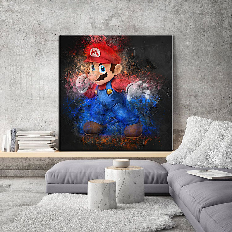 Dynamic Super Mario's Stance: Vibrant Art depicting Super Mario